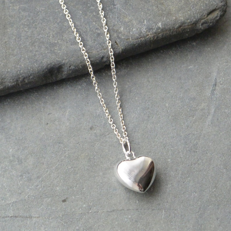 Sterling Silver Heart Necklace Silver Love Heart Pendant - Etsy