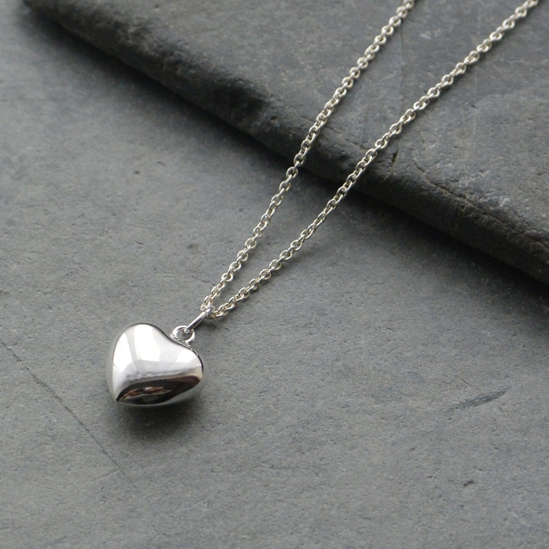 Sterling Silver Heart Necklace Silver Love Heart Pendant - Etsy