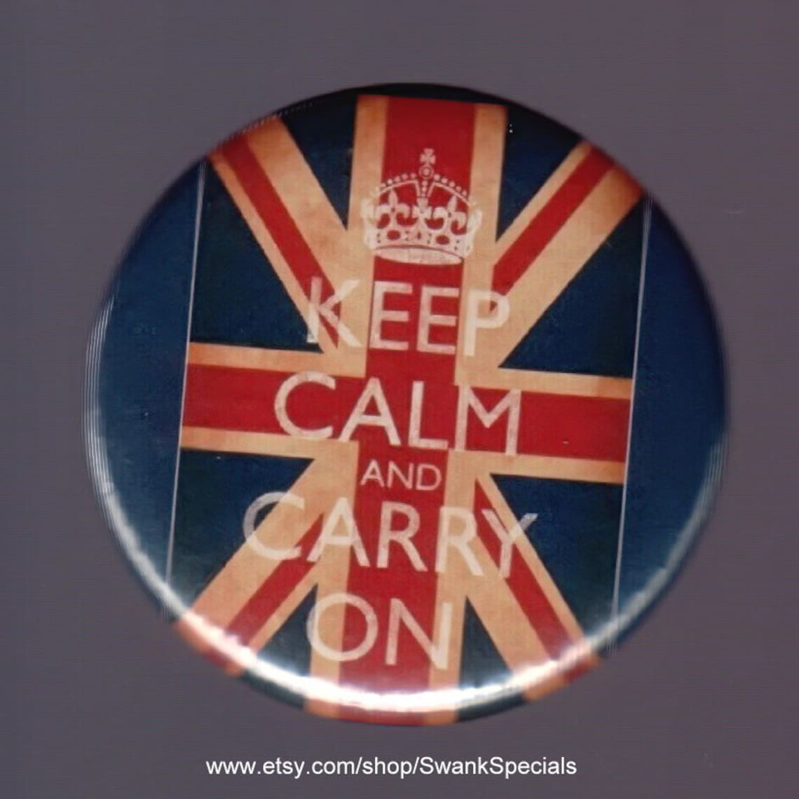 Keep Calm and Carry on Over British Flag -- Pinback Button or Magnet - Etsy