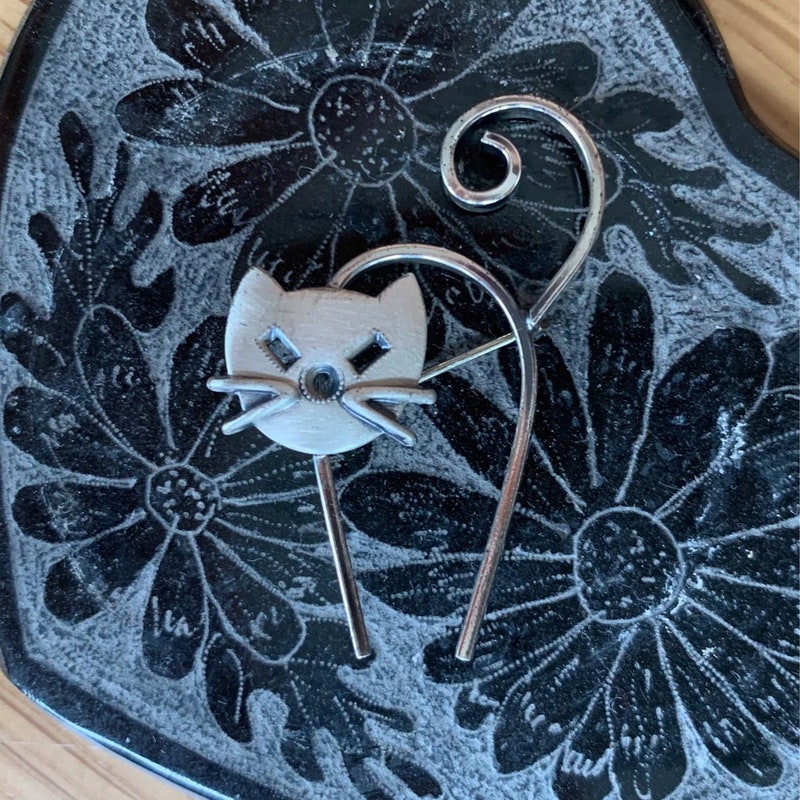 Sterling Cat Pin - Etsy
