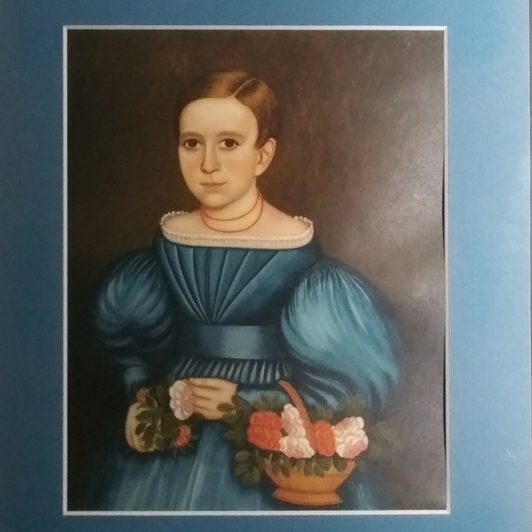 Vintage Litho Colonial Child With Flowers Portrait Primitive - Etsy