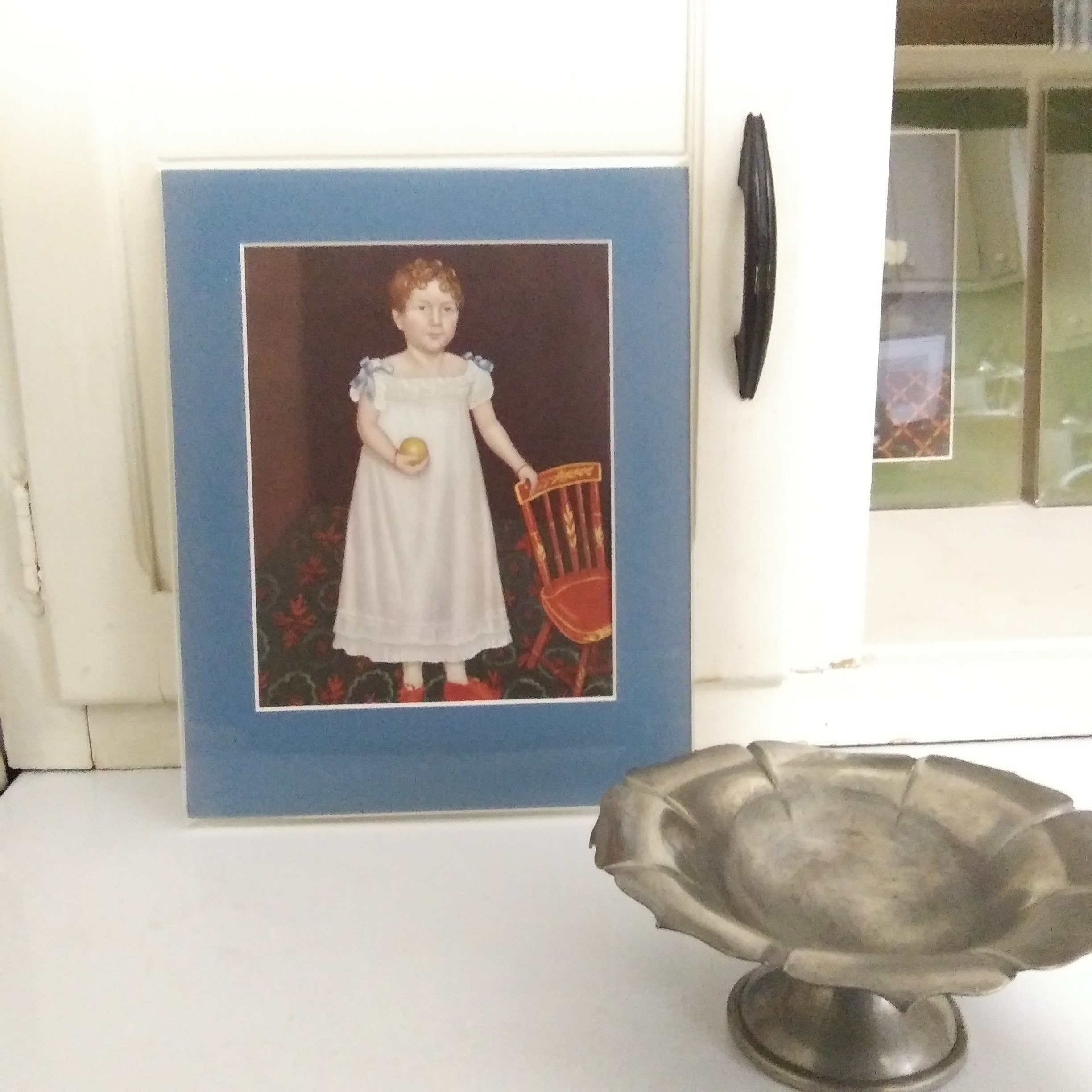 Vintage Litho Primitive Folk Art Colonial Child Portrait Girl - Etsy