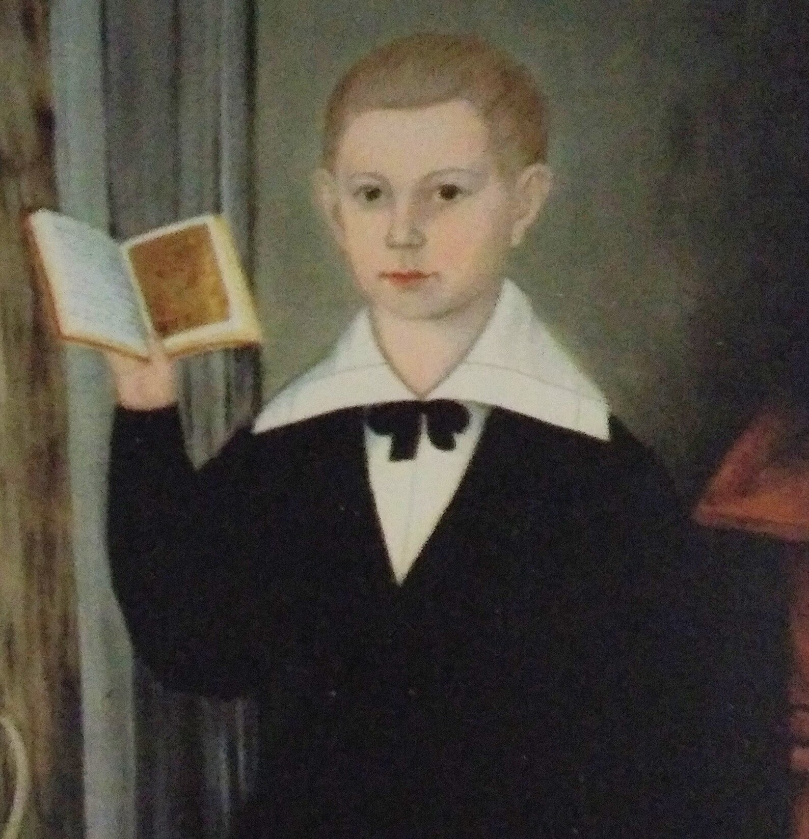 Vintage Litho Primitive Colonial Child Portrait Boy W/ Book - Etsy