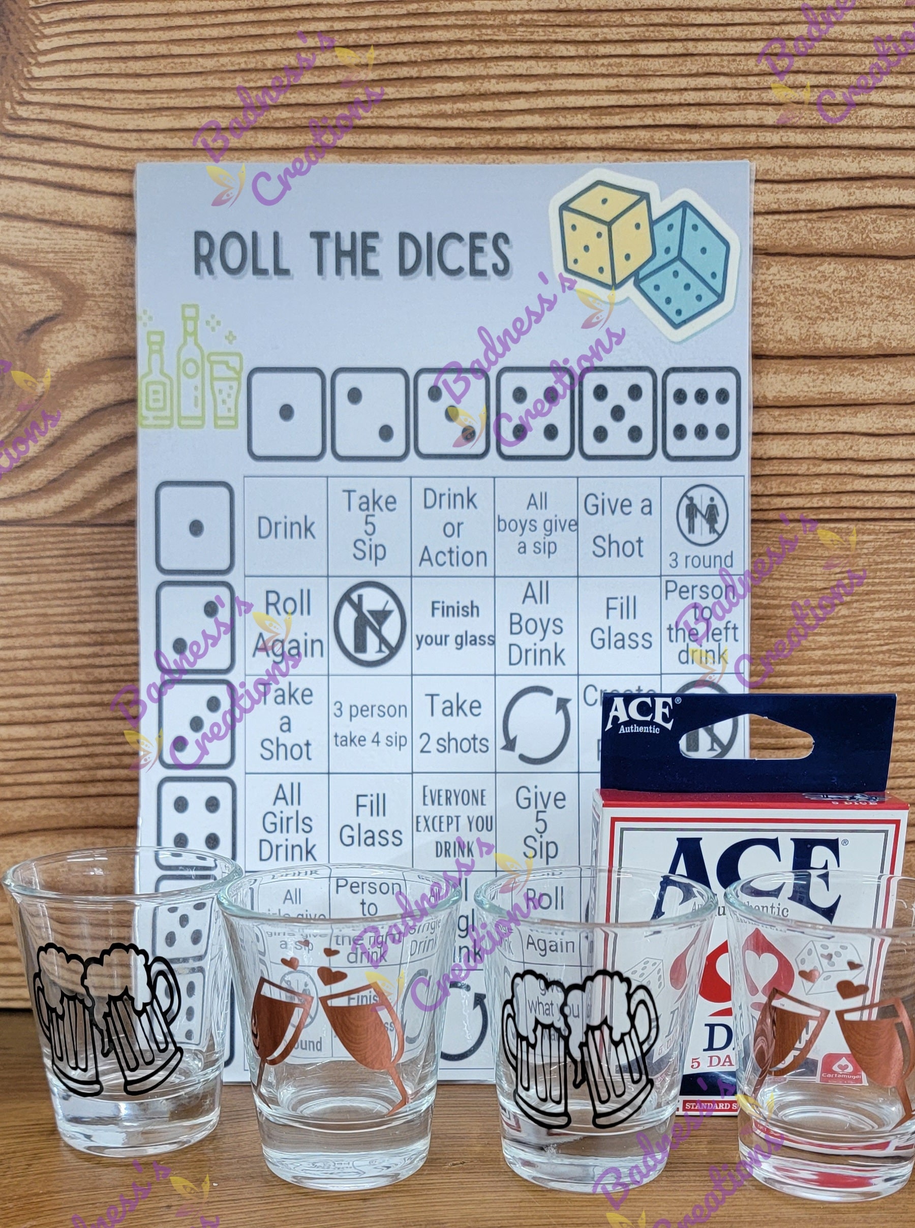 Left Right Drink Adult Drinking Game Set/ Dice Game/ Dice Party Game - Etsy