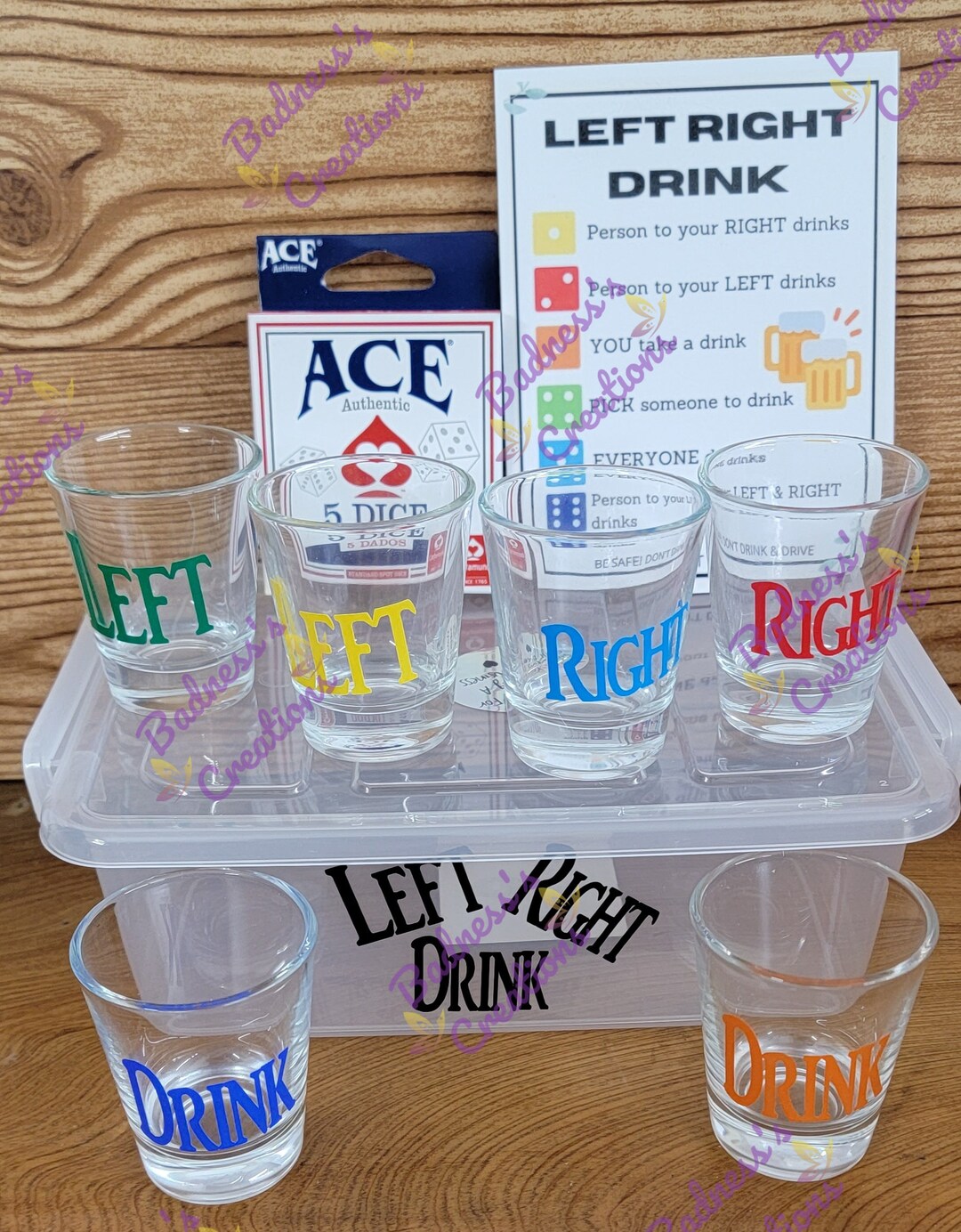 Left Right Drink Adult Drinking Game Set/ Dice Game/ Dice Party Game - Etsy