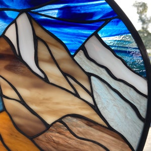 Stained Glass Mountain Window, Handmade Window Decor, Utah Mountains v ...