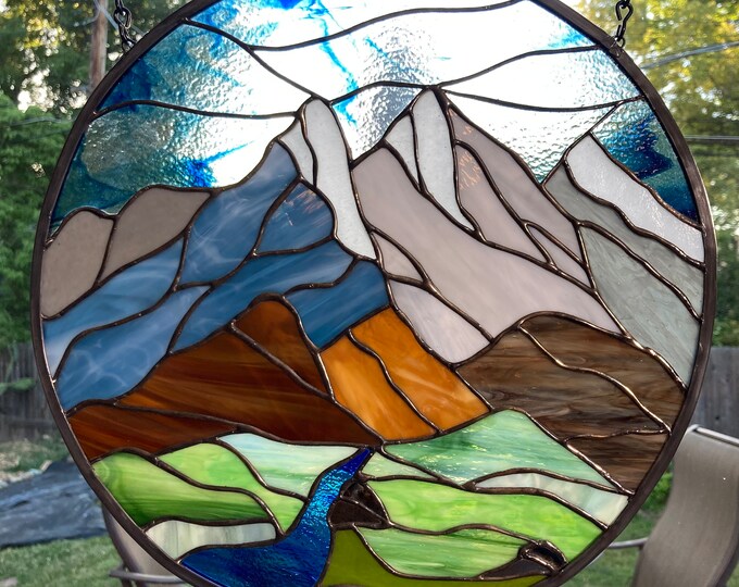 Stained Glass Mountain Window Handmade Window Decor Utah - Etsy