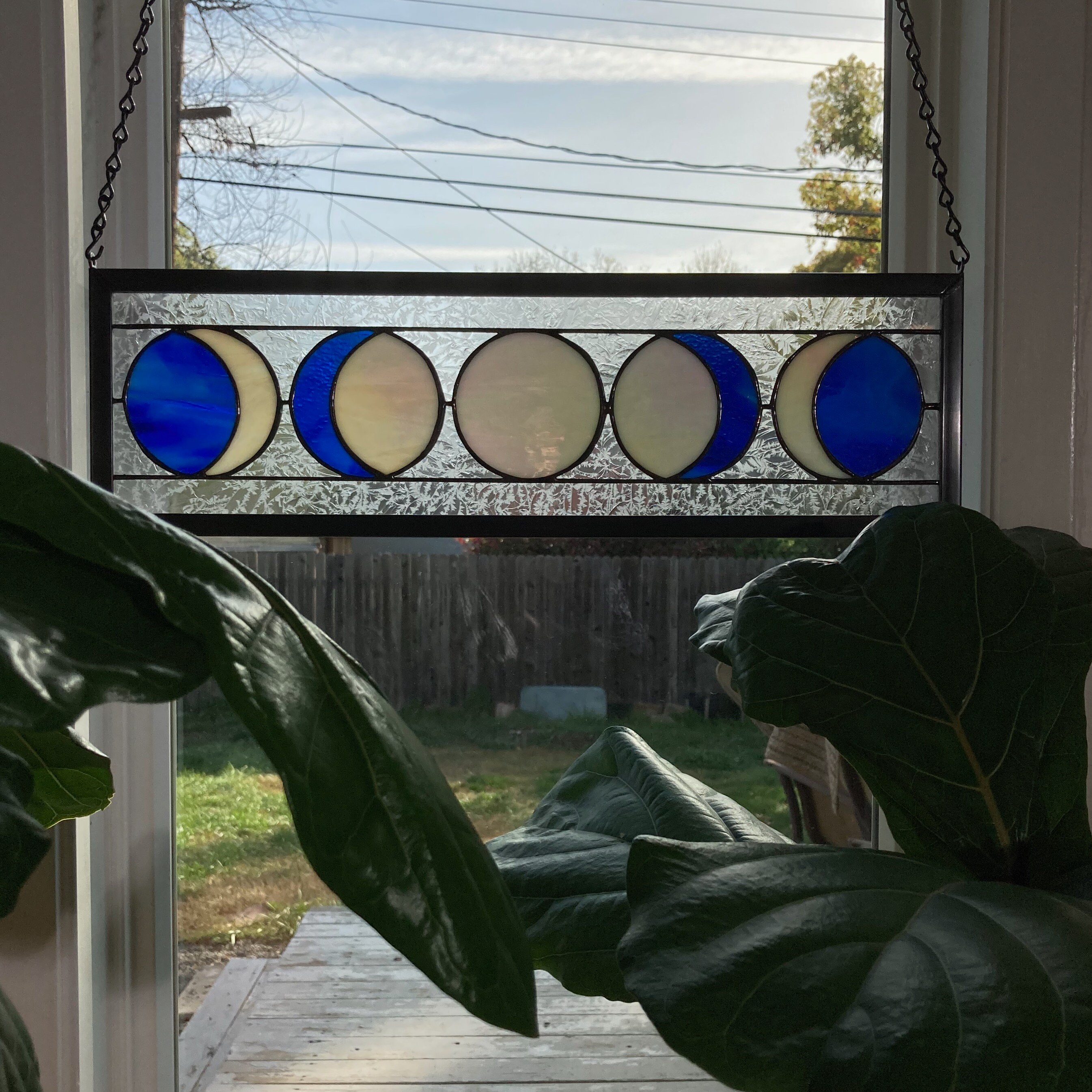 Five Moon Phases Stained Glass Window Panel | Etsy