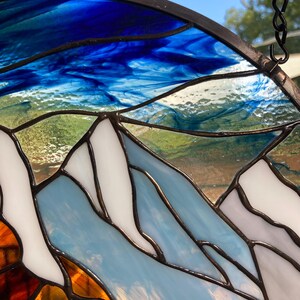 Stained Glass Mountain Window, Handmade Window Decor, Utah Mountains - Etsy