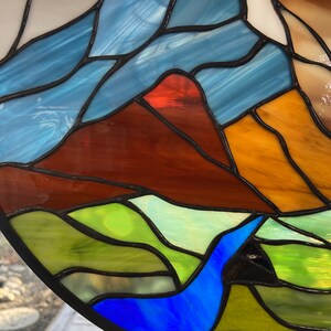 Stained Glass Mountain Window, Handmade Window Decor, Utah Mountains v ...