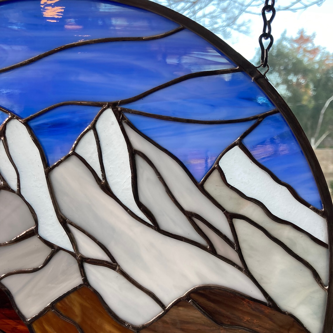 Stained Glass Mountain Window Handmade Window Decor Utah - Etsy