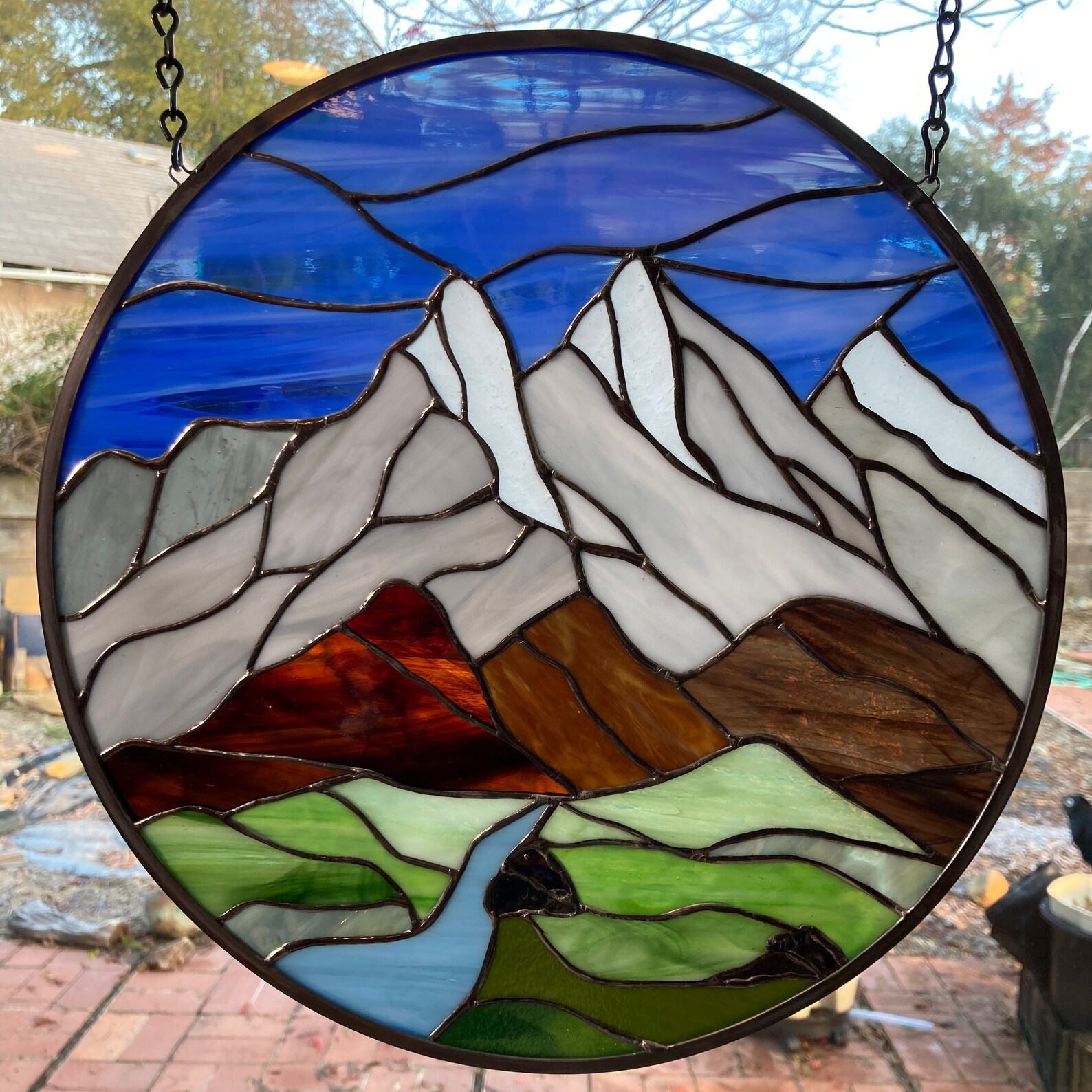 Stained Glass Mountain Window Handmade Window Decor Utah - Etsy
