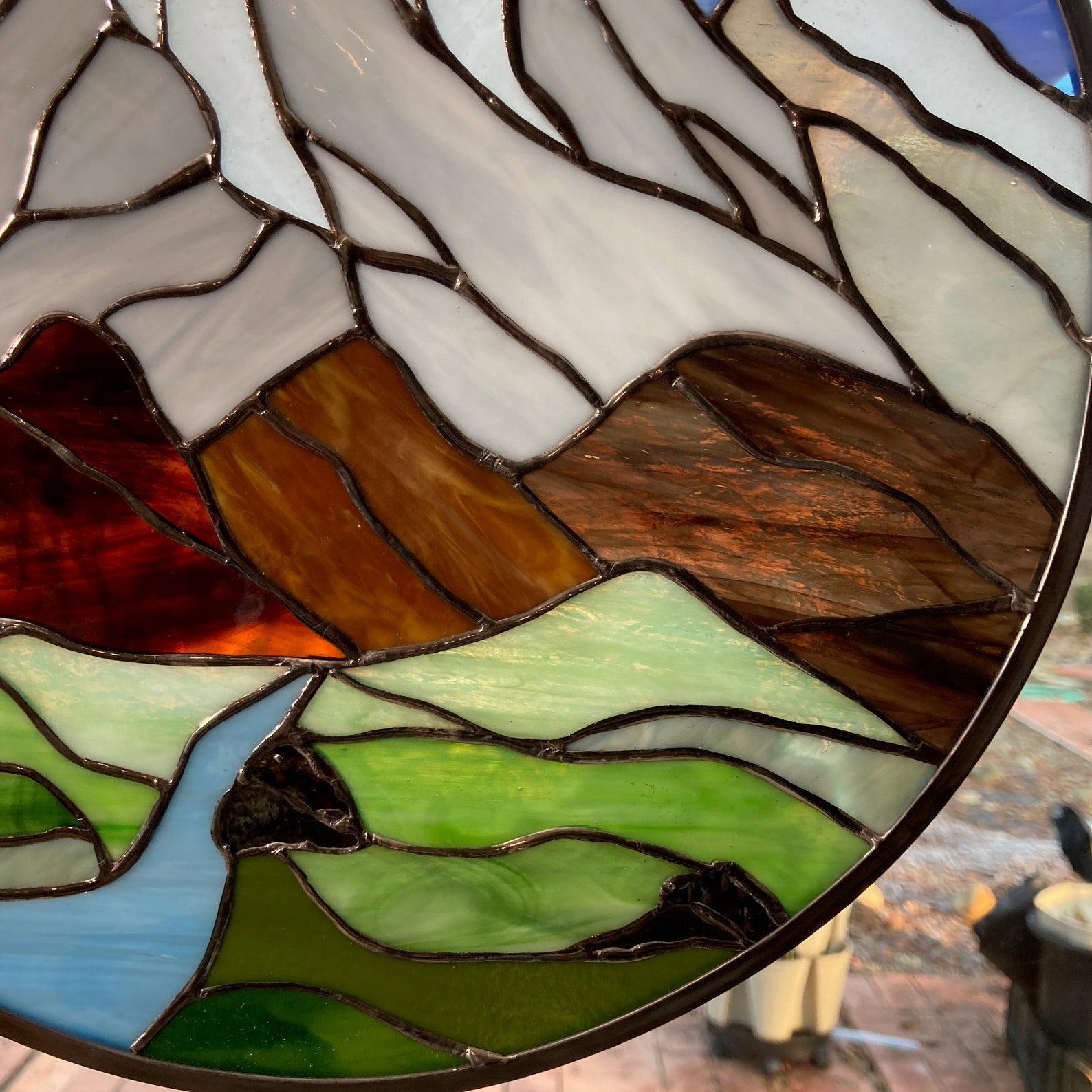Stained Glass Mountain Window Handmade Window Decor Utah - Etsy