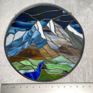 Stained Glass Mountain Window, Handmade Window Decor, Utah Mountains v ...
