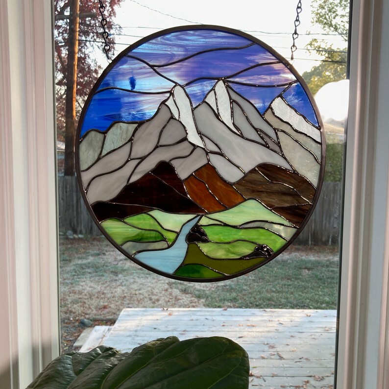 Stained Glass Mountain Window Handmade Window Decor Utah - Etsy