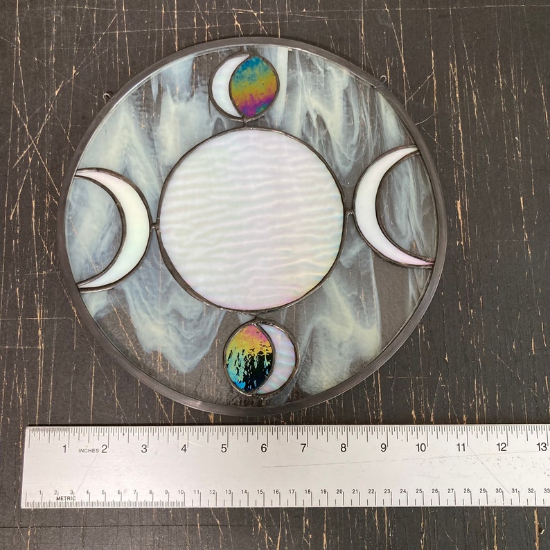 Lunar Moon Phase Stained Glass Window Iridized Ver.1 - Etsy