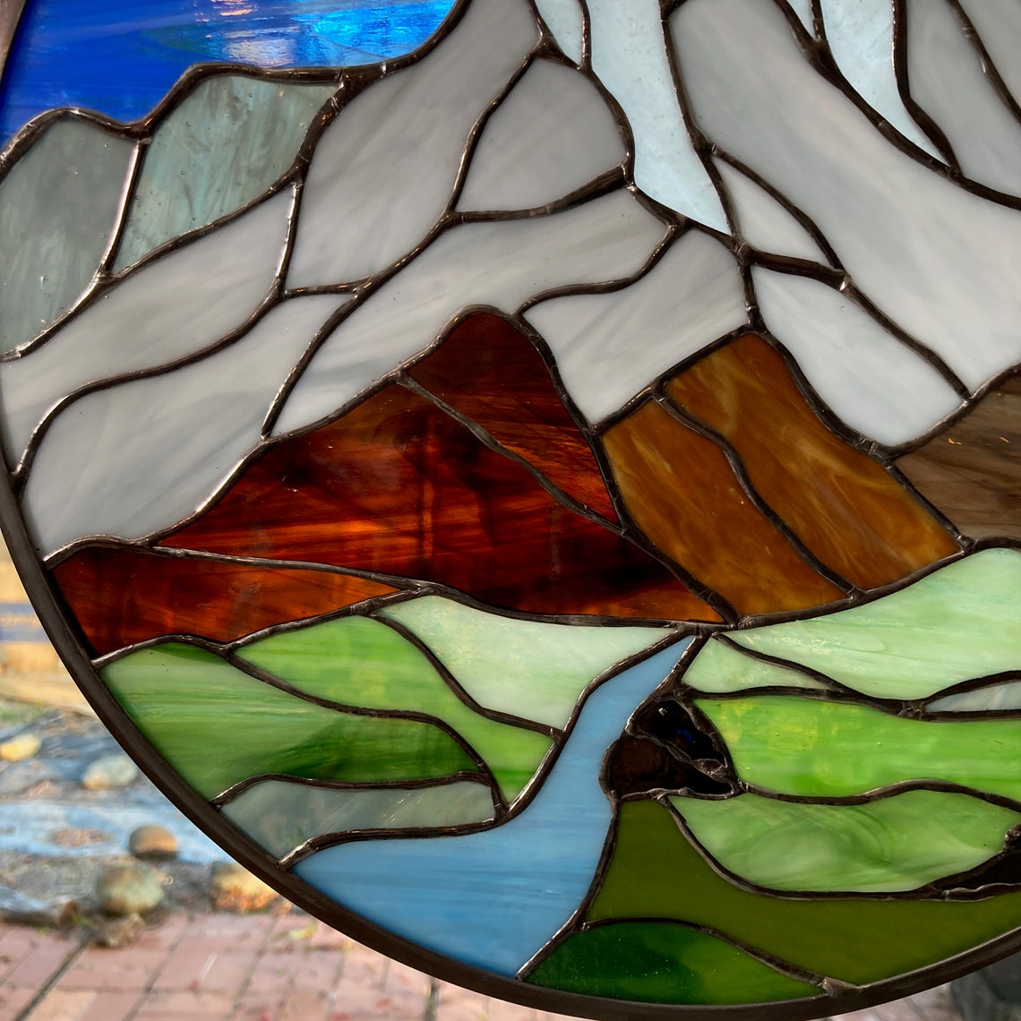 Stained Glass Mountain Window Handmade Window Decor Utah - Etsy