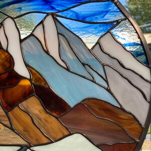 Stained Glass Mountain Window, Handmade Window Decor, Utah Mountains - Etsy