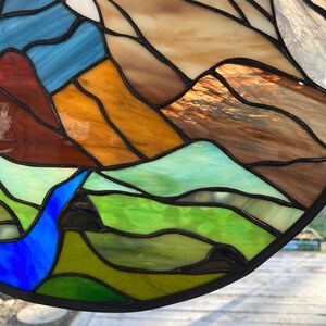 Stained Glass Mountain Window, Handmade Window Decor, Utah Mountains v ...