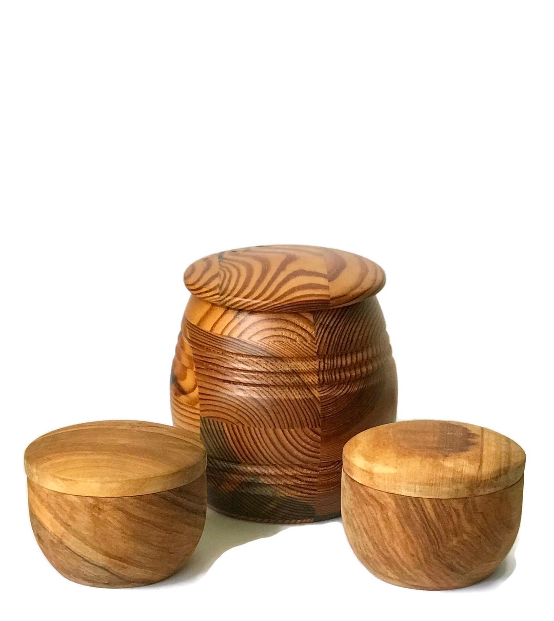 Wood Kitchen Containers Vintage Spice Jars With Lids, Swedish Condiment ...