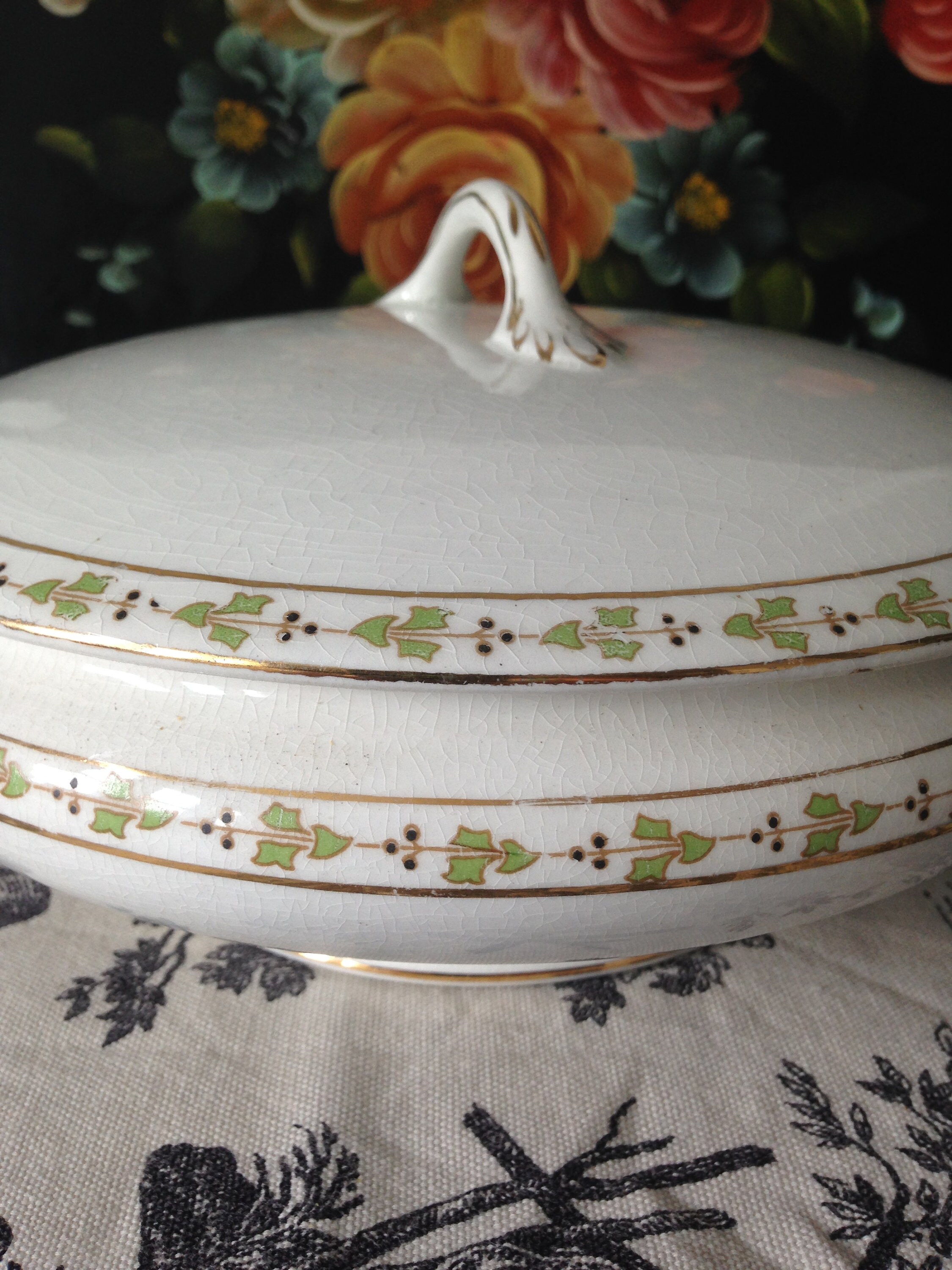 Antique Mercer Pottery Porcelain Round Covered | Etsy