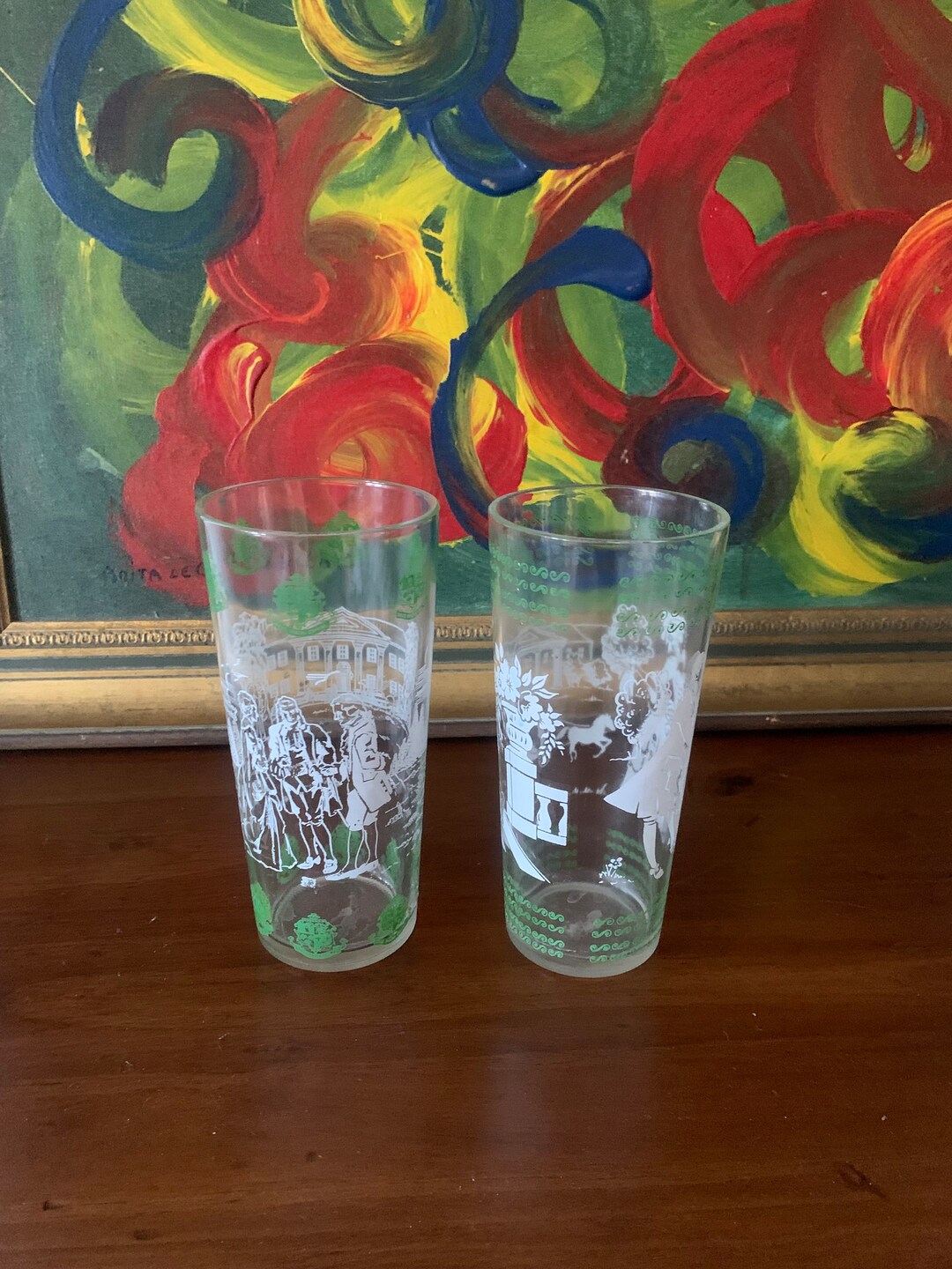 Vintage Colonial Pattern MCM Cocktail Iced Tea Tumblers - Etsy