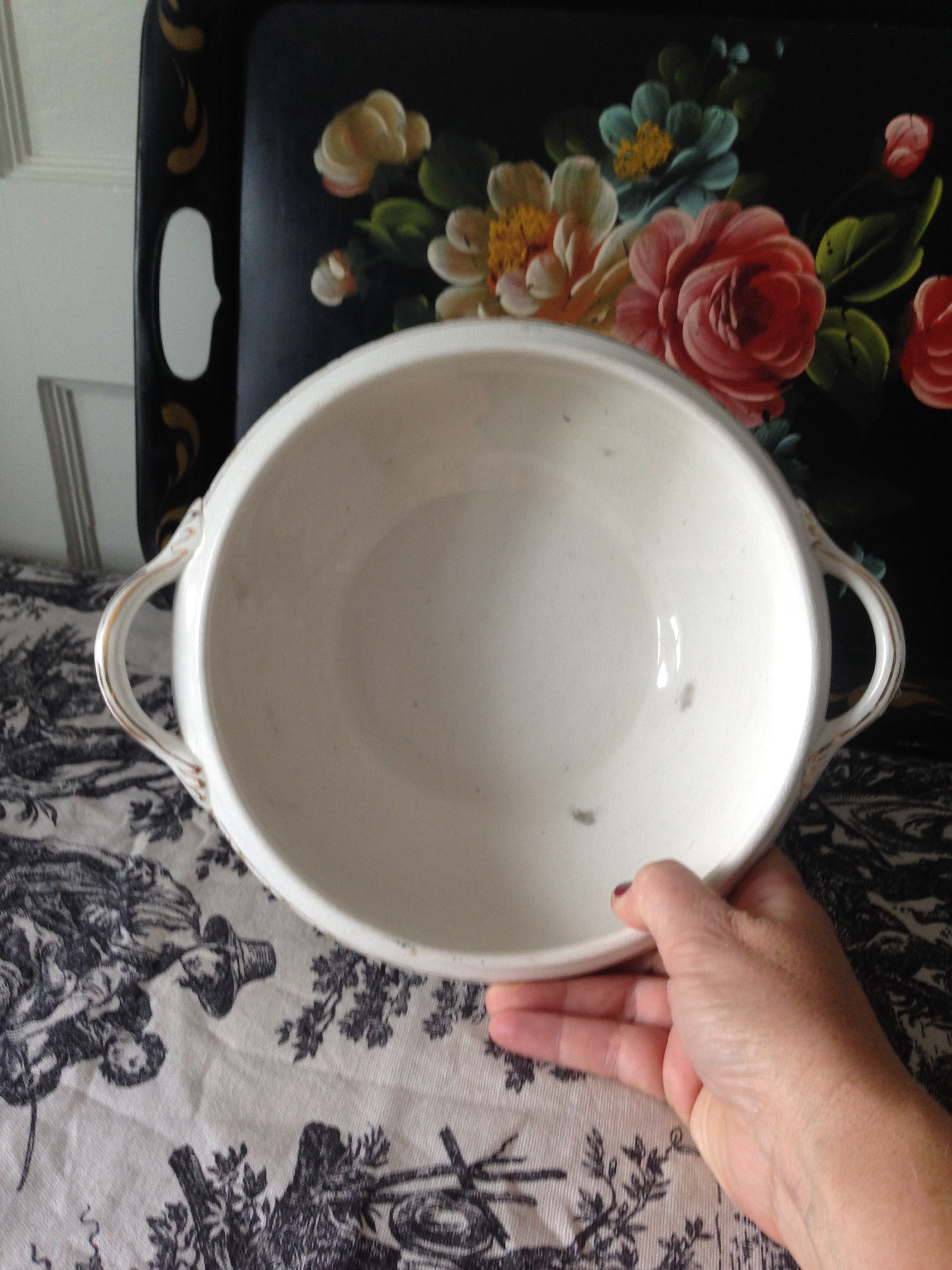 Antique Mercer Pottery Porcelain Round Covered | Etsy