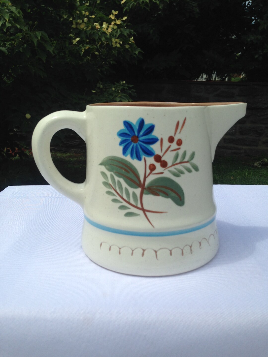 Stangl Blue Daisies American Pottery Milk Pitcher/vase/handpainted - Etsy