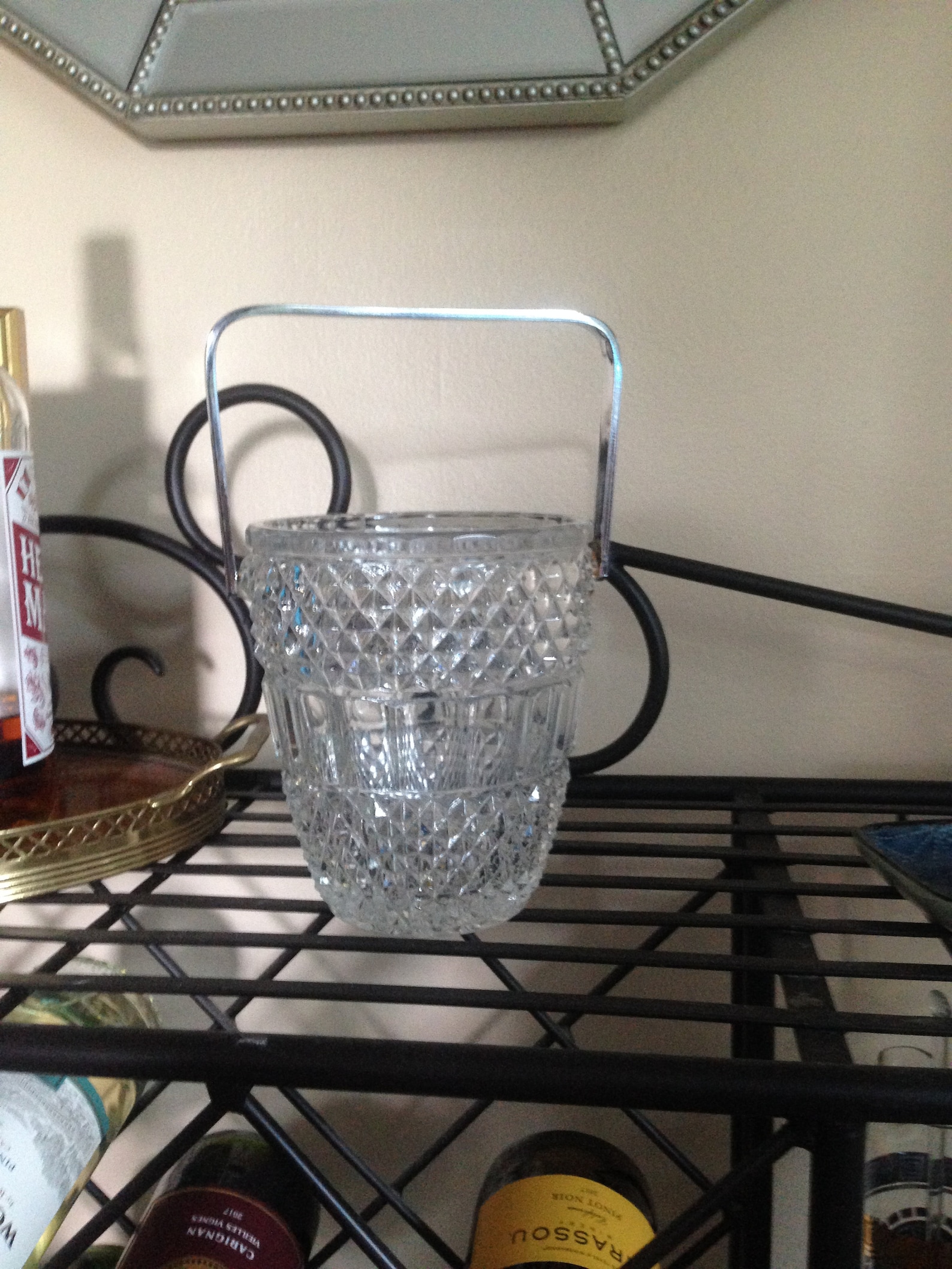 Mid Century Small Glass Ice Bucket With Chrome Handle - Etsy
