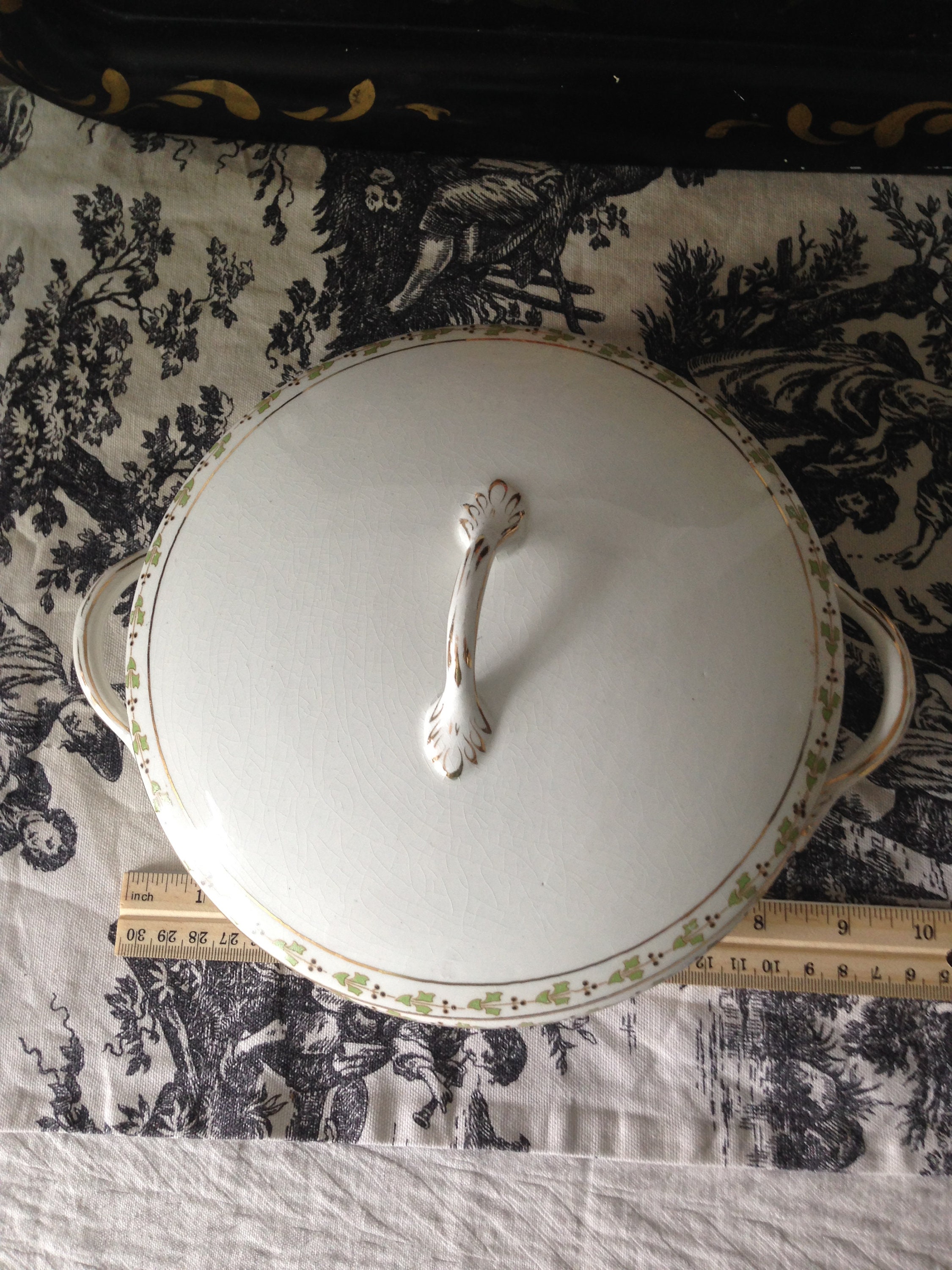 Antique Mercer Pottery Porcelain Round Covered | Etsy