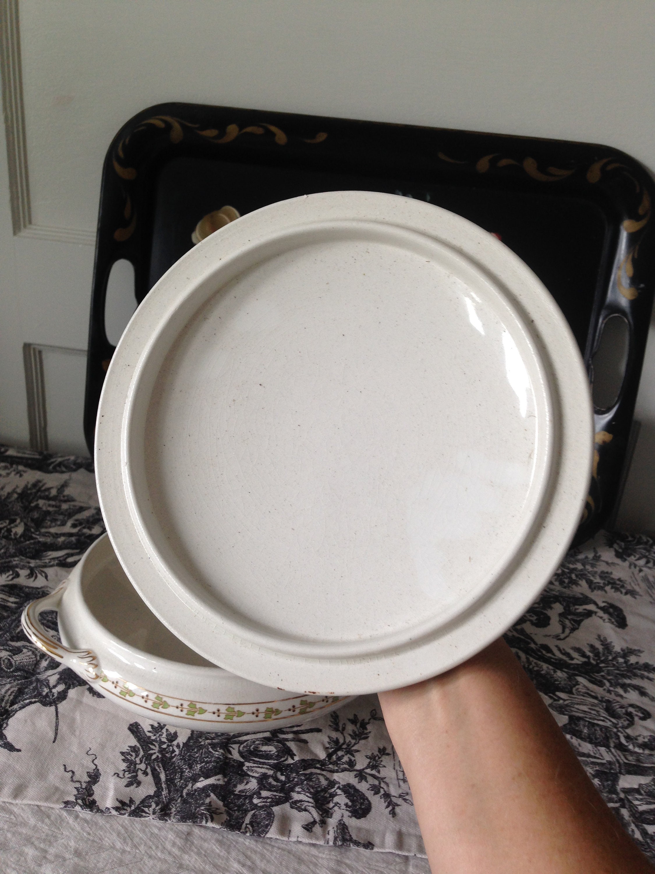 Antique Mercer Pottery Porcelain Round Covered | Etsy