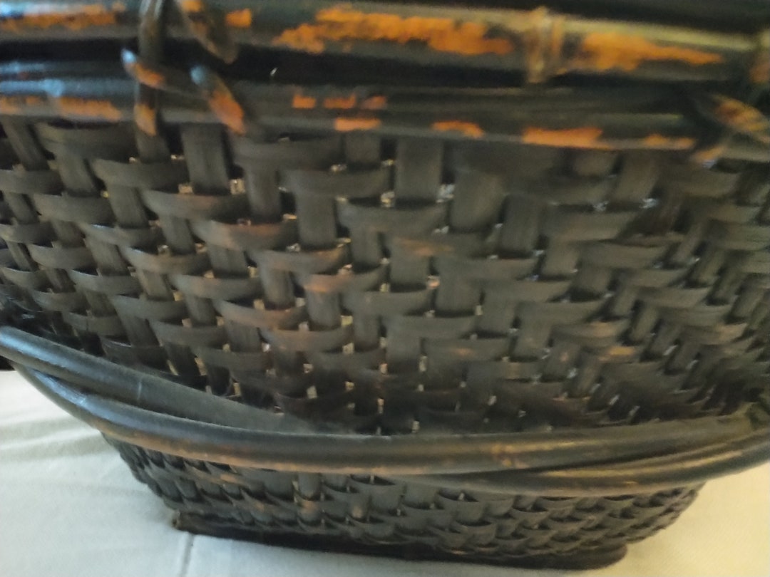 Vintage Labba Round Basket Bamboo Black Kalinga Tribe Baguio City ...