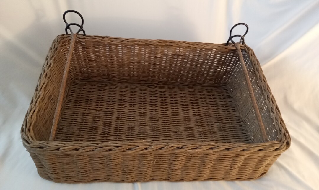 Vintage Wall Basket Wicker Hanging Rectangle 21