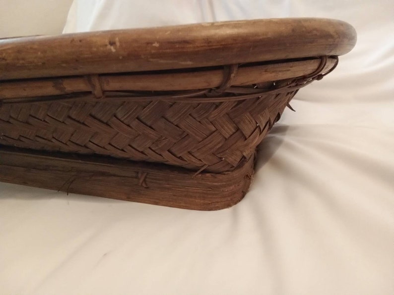 Vintage Woven 28" Big Square Wall or Table Asian Basket - Etsy
