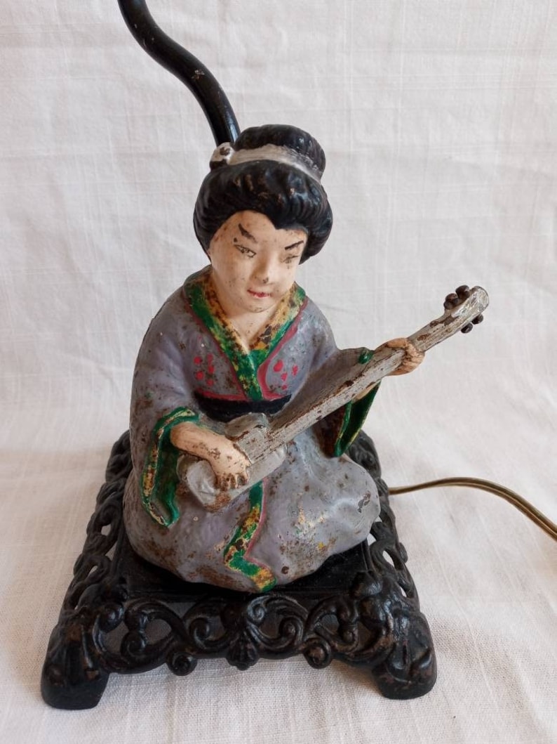 Antique Rare Hubley Cast Iron Japanese Mandolin Geisha Art Lamp - Etsy