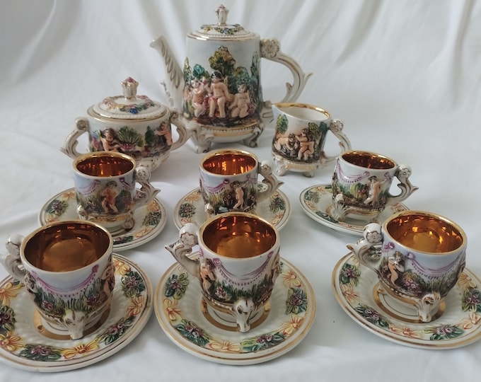 Vintage Italian Tea Set R. Capodimonte 3904 Hyciulli Serving 6 1950s - Etsy