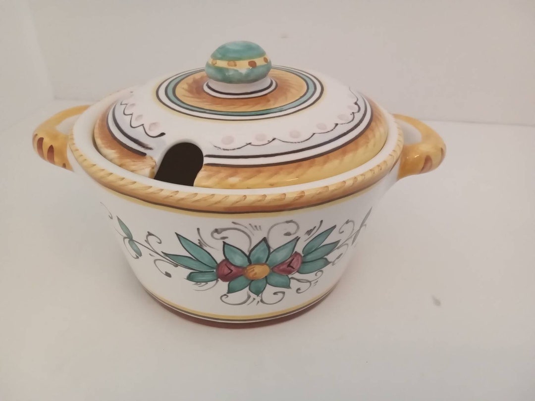 Vintage Hand-painted Deruta Lidded Sugar Bowl | Made in Italy - Etsy