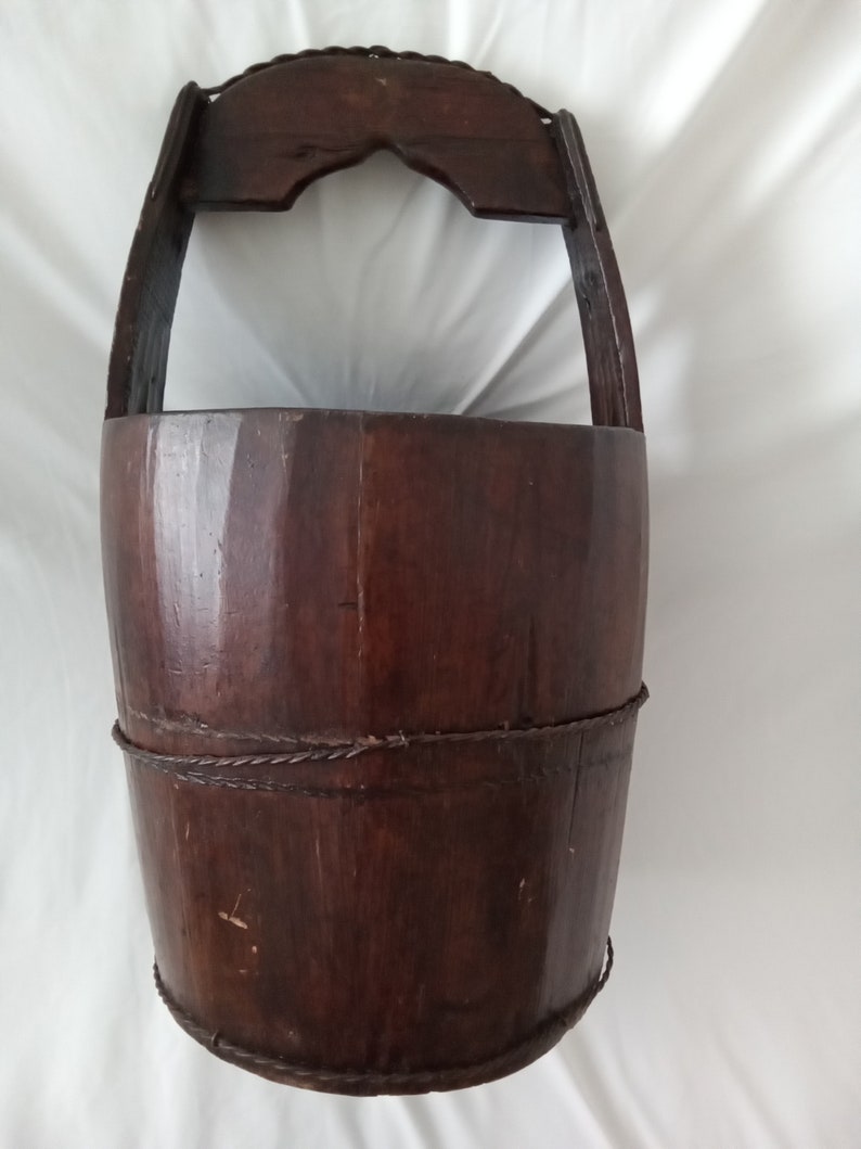 Vintage Chinese Wood Water Bucket - Etsy