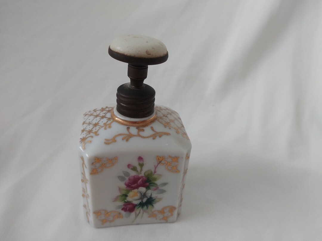 Vintage Lady Fair Perfume Bottle Flowers Porcelain Japan 4" X 2" X 2 ...