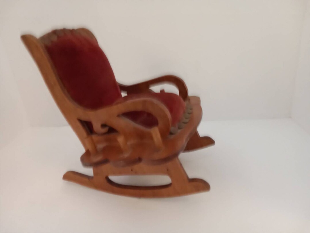 Vintage Rocking Chair Pin Cushion Red and Wood - Etsy