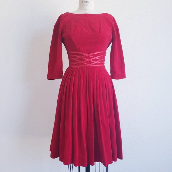 Red Vintage 50s Dress Retro 1950s Sexy Classy Vixen - Gem