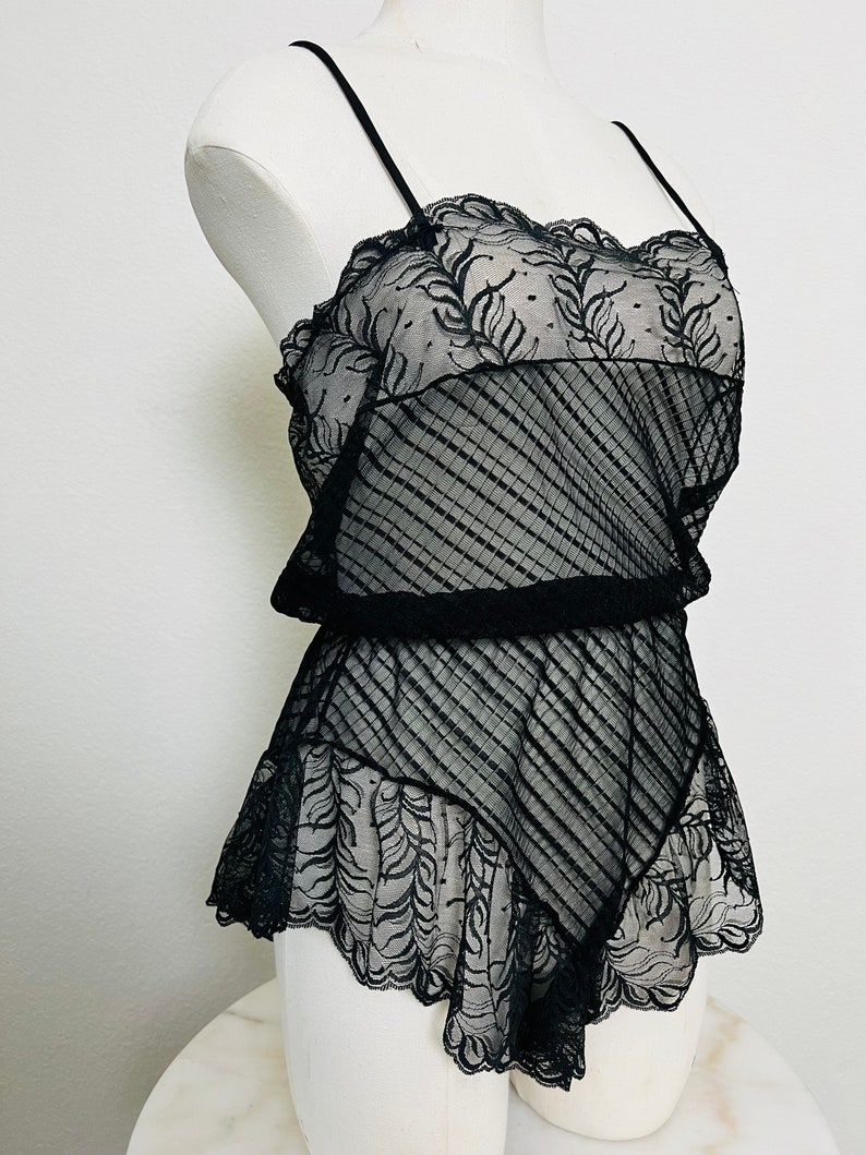 Vintage 80s Sheer Black Lace Teddy - Etsy