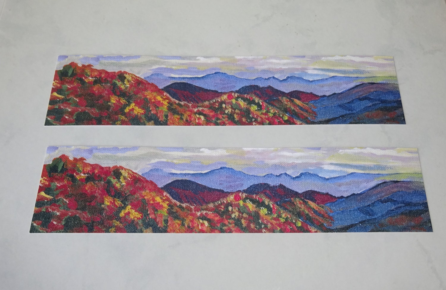 Mountain Bookmark Original Art Print Blue Ridge Mountain Landscape Set ...