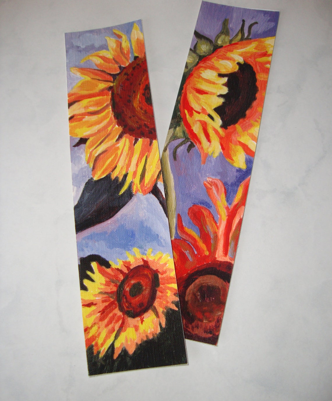 Sunflower Original Art Print Bookmarks Set of 2 Heavy Paper - Etsy