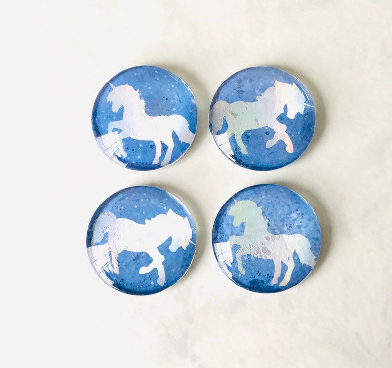 Unicorn Magnets Large Round Glass Magnets Set of 4 - Etsy
