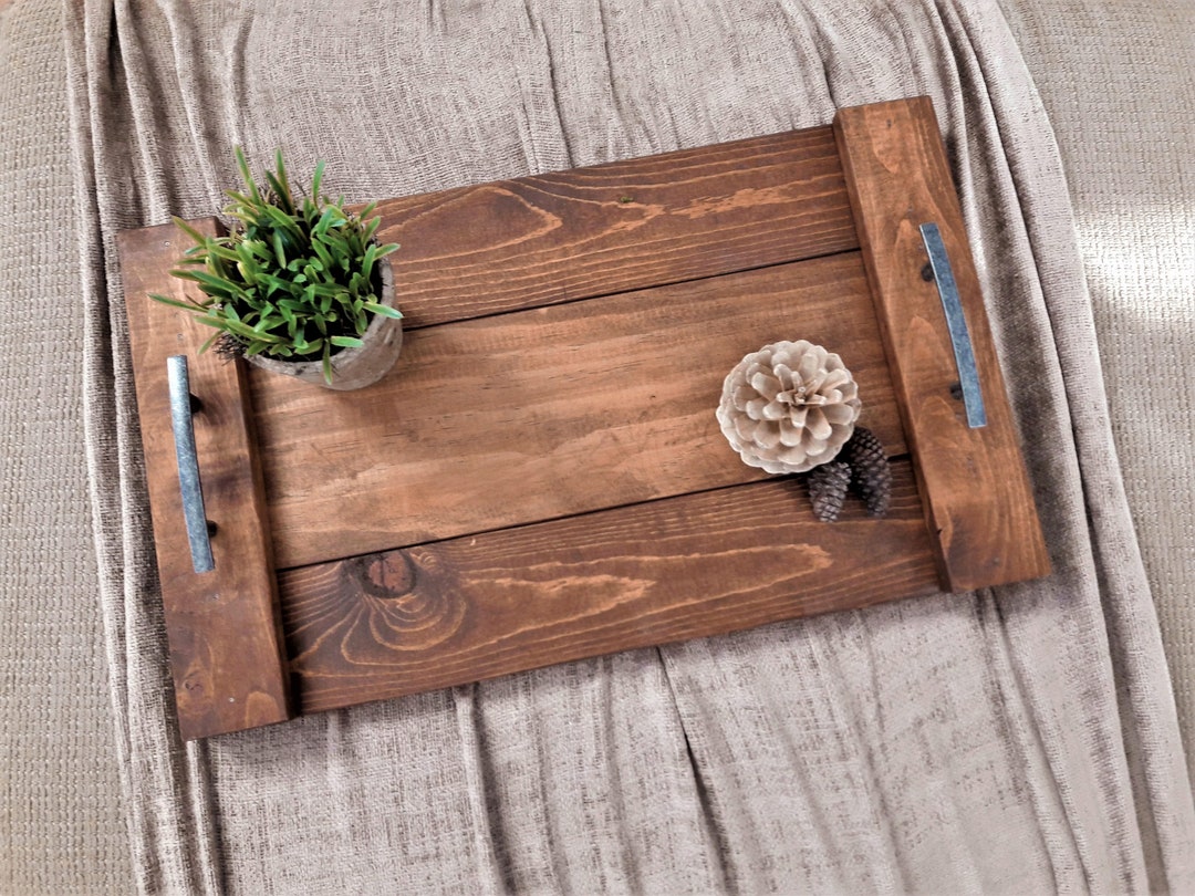 Farmhouse Tray | 3 Size Options | Handcrafted Rustic Wood Ottoman Tray ...