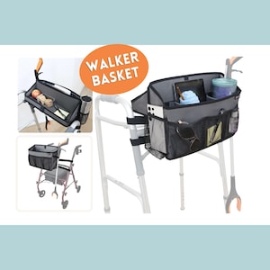 Walker Basket W/flipdown Tray for Walker & Rollator +strap for Cane or ...