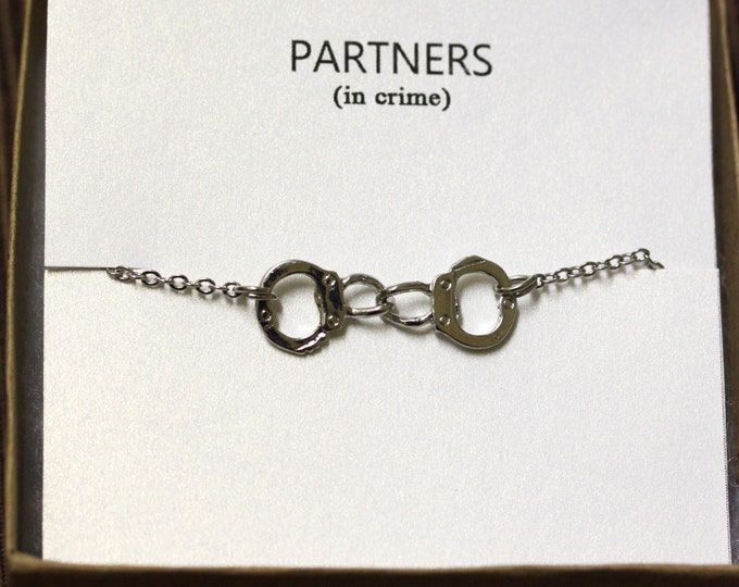 Best Friends Partners in Crime Bracelet Silver Handcuffs - Etsy