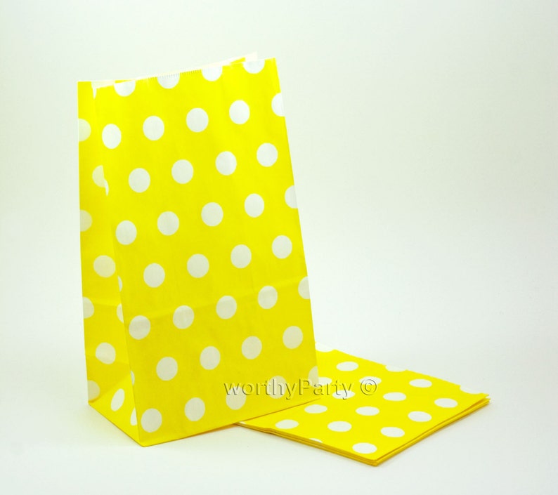 YELLOW Chevron Polka Dot Kraft Paper Popcorn Stand up Bags - Etsy