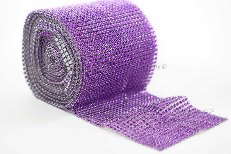 Purple Diamond Bling Mesh Rhinestone Crystal Ribbon ROLL - Etsy